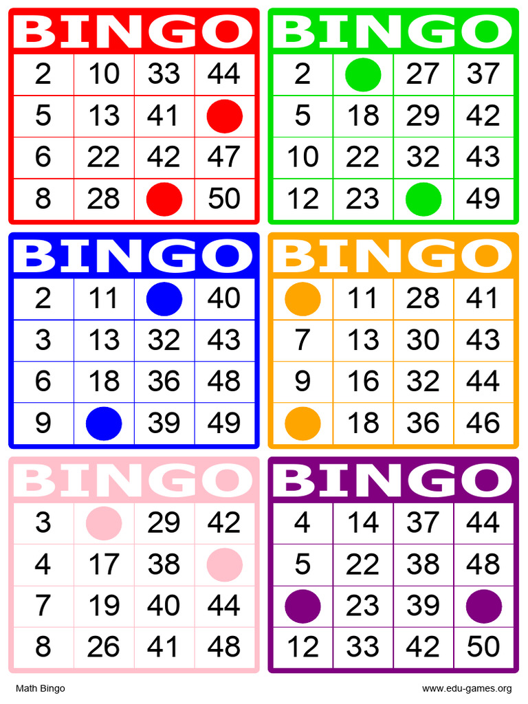 Math Bingo Multiplication Division | PDF