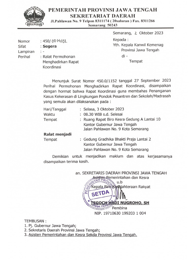 Ralat Surat-Kanwil Kemenag-RALAT Penanganan Kasus Kekerasan Ponpes Dan ...