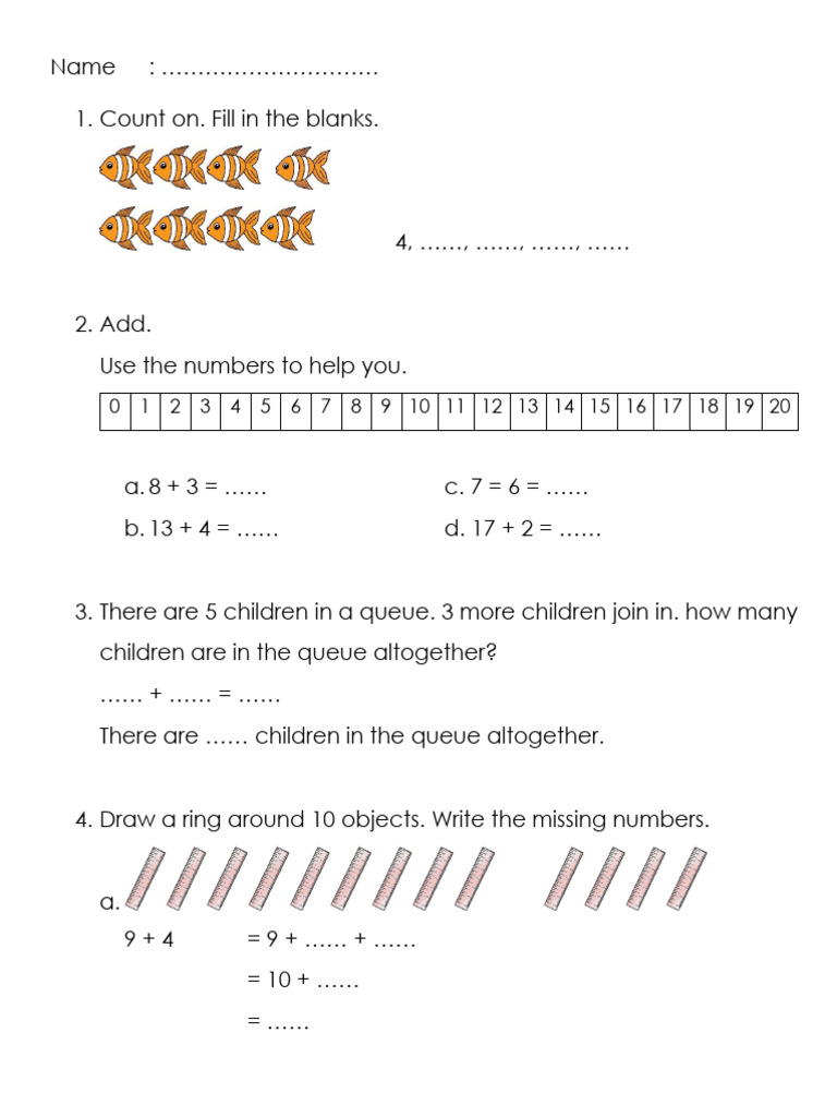 Math Grade 1 - Addition and Subtraction | PDF