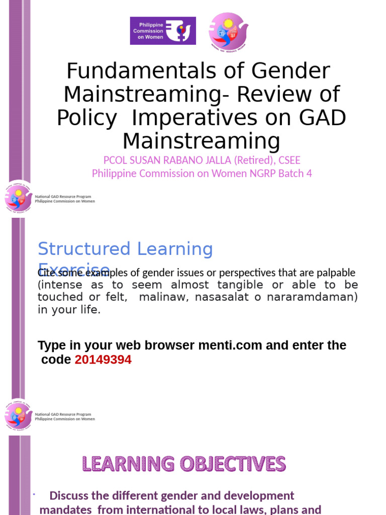 2022 GAD Webinar 2 - Review of Policy Imperatives On GAD and GM ...