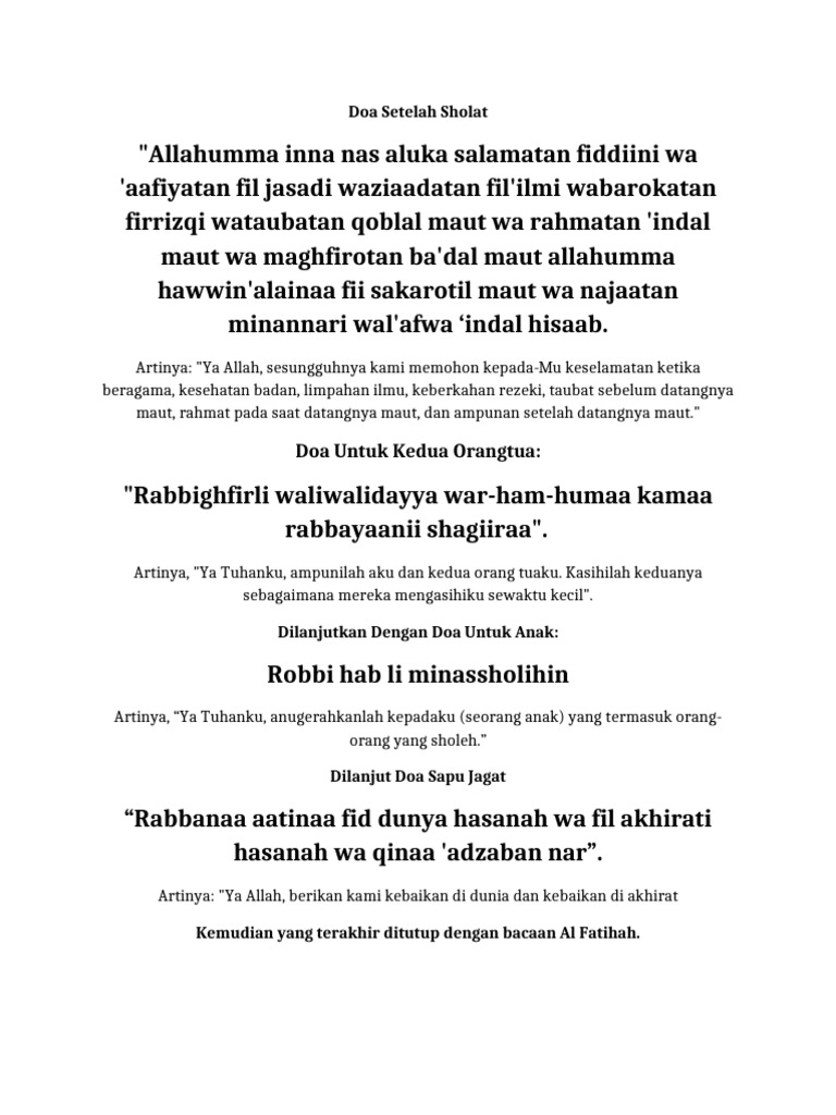 Doa Setelah Sholat | PDF