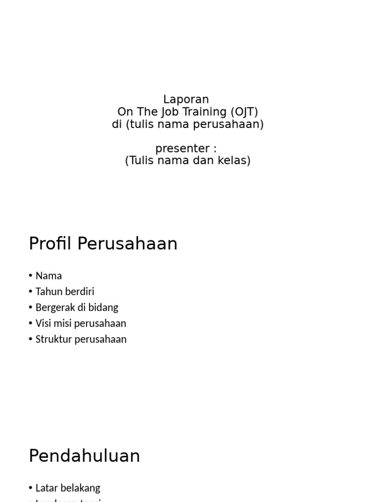 Template PPT Laporan Ojt | PDF