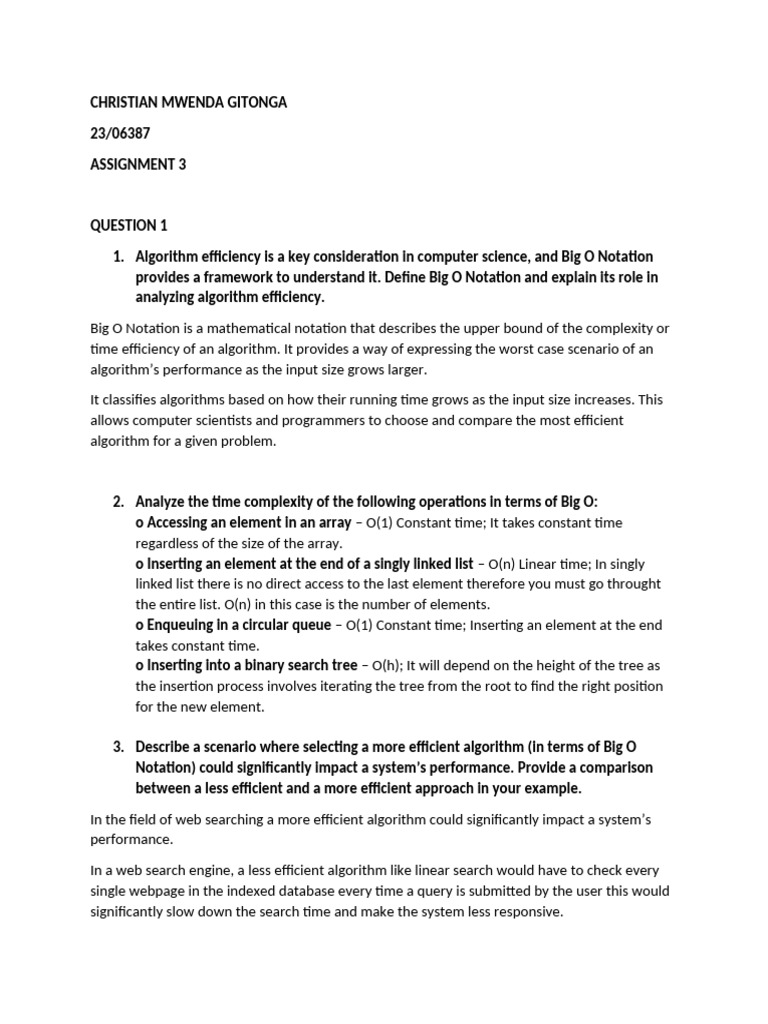 Assignment 3 Data Structures Pdf Time Complexity Algorithms And 5612