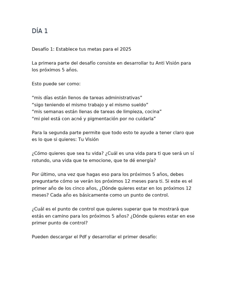 Establece Tus Metas para El 2025 | PDF | Valor | Plan de negocios
