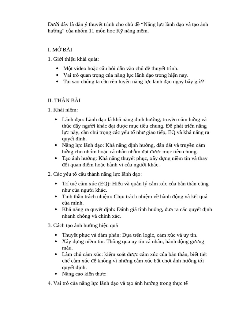 Outline-Nhóm 11 Kỹ năng mềm | PDF