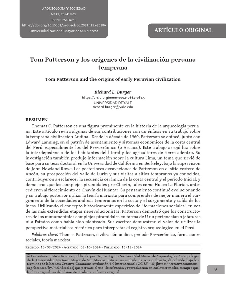Tom Patterson y Los Orígenes de La Civilización Peruana Temprana | PDF ...