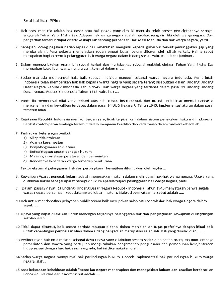 Soal Latihan PPKN | PDF