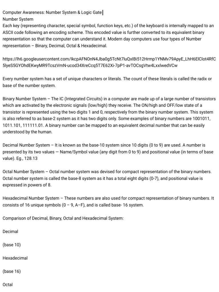 Number System & Logic Gate | PDF | Logic Gate | Character Encoding