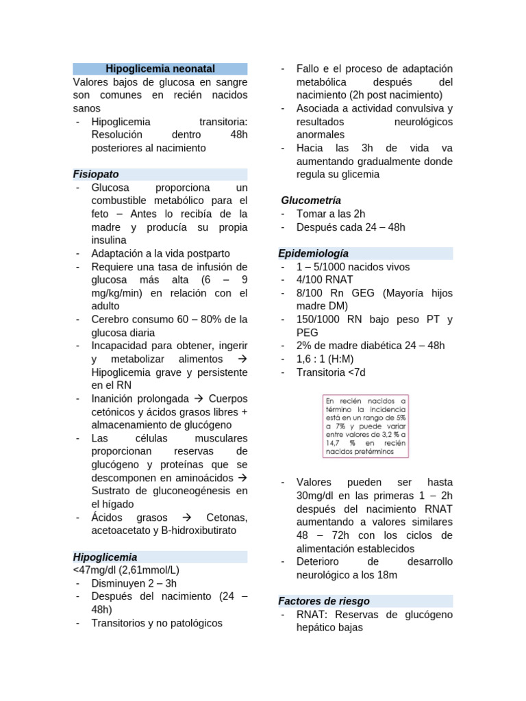 Hipoglicemia Neonatal: Causas y Tratamiento | PDF | Diabetes | Hipoglucemia