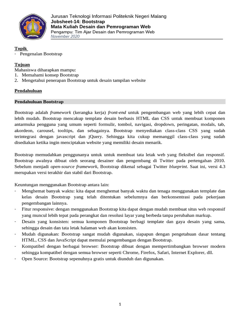 Bootstrap - Jobsheet | PDF