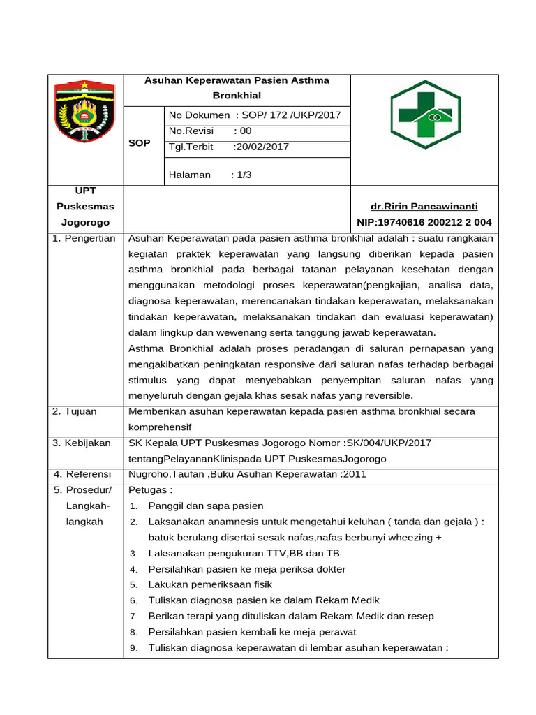 SOP Askep Asma | PDF