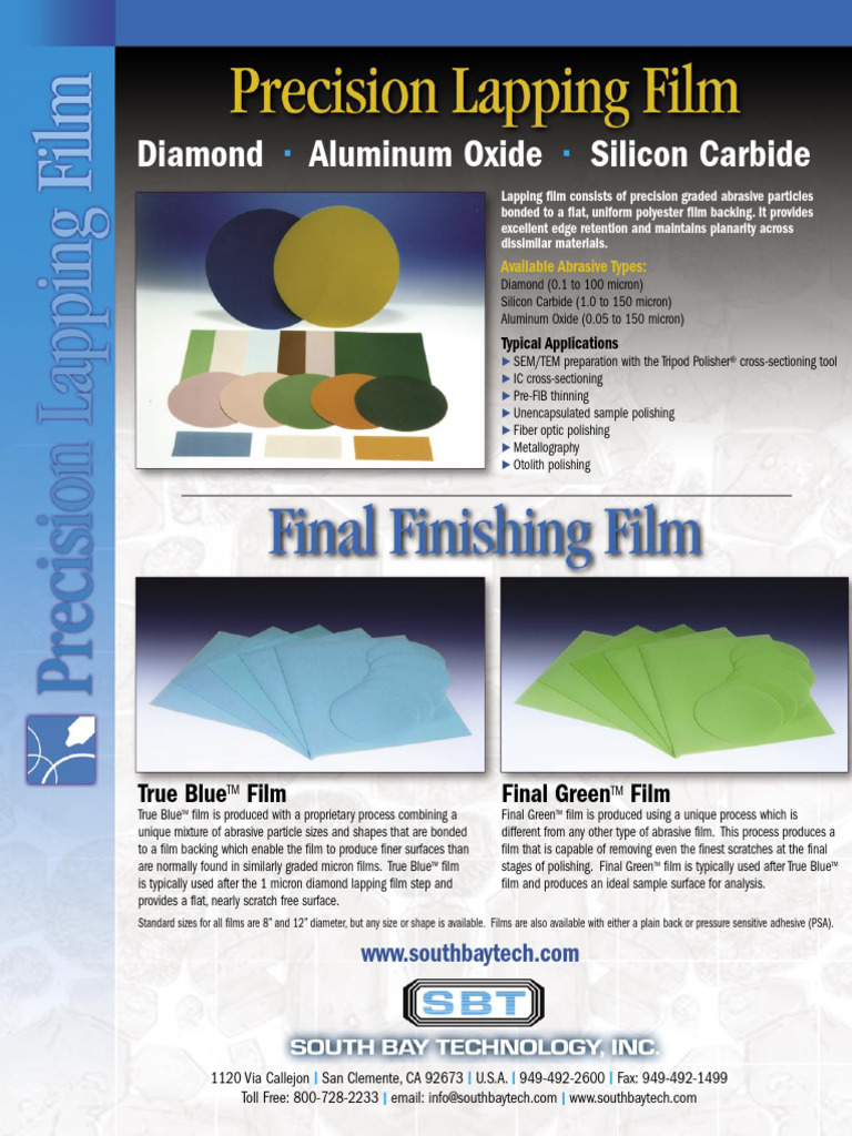 LappingFilms_Brochure | PDF | Abrasive | Physical Sciences