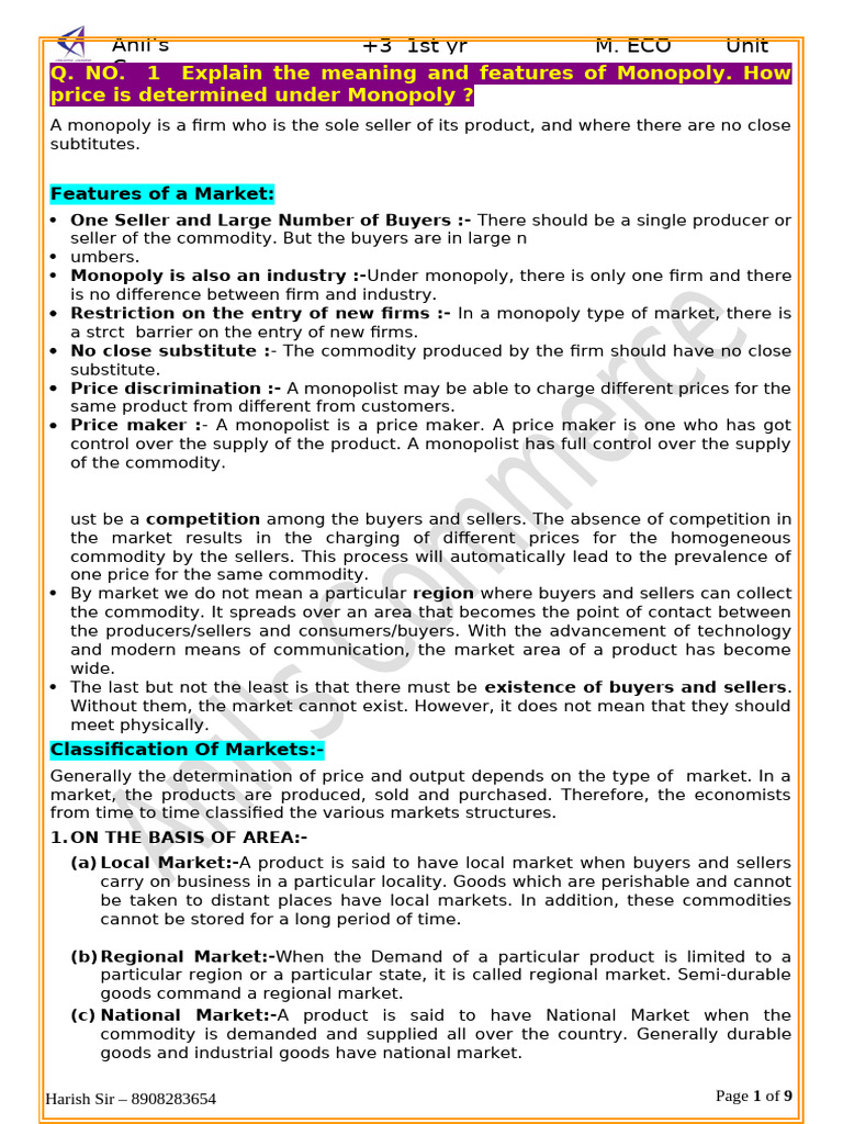 Unit-4 Imperfect Competition | PDF | Economic Equilibrium | Monopoly