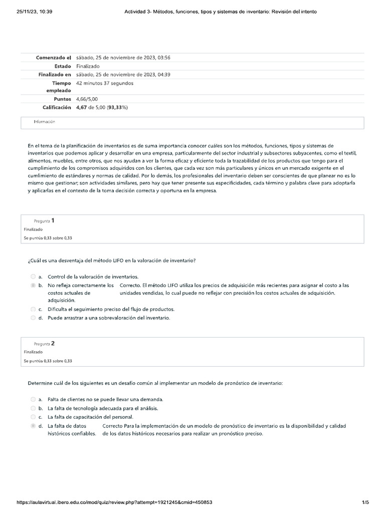 Actividad 3- Métodos, funciones, tipos y sistemas de inventario | PDF