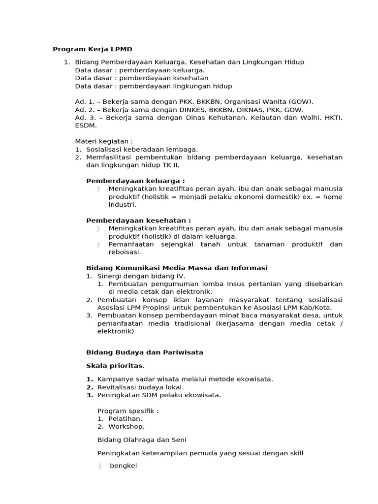 Program Kerja LPMD | PDF