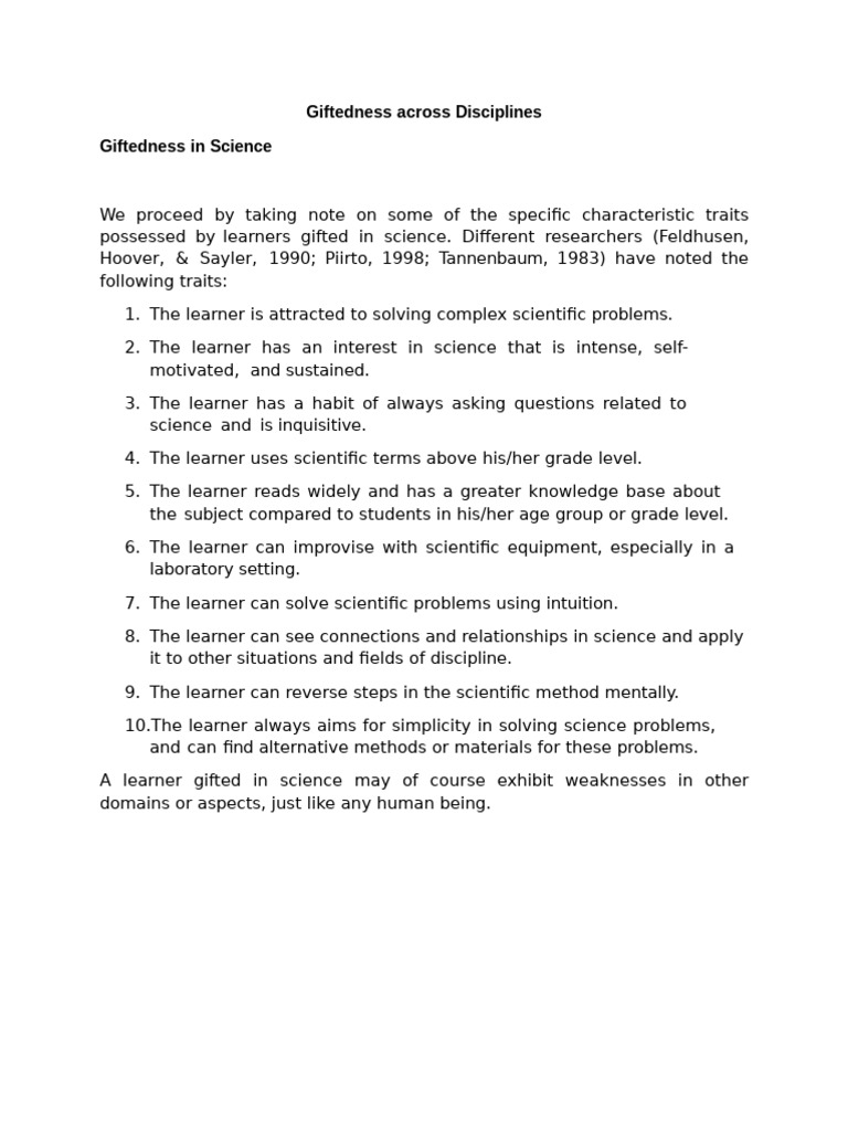 Giftedness Across Disciplines 1 | PDF | Gifted Education | Mathematics