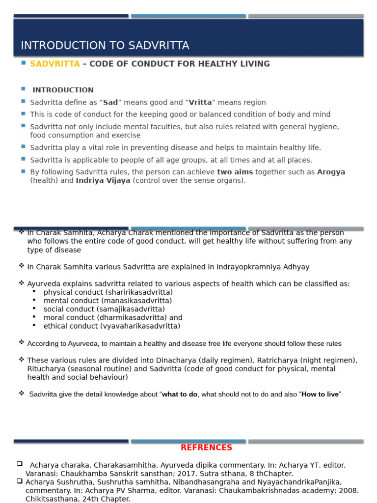 Introduction To Sadvritta | PDF | Psychology