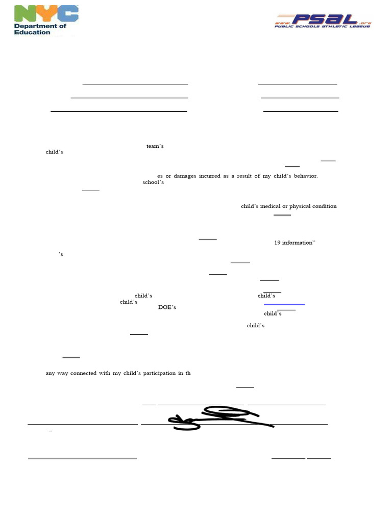 2021_2021_PSAL Interscholastic Athletics Parental Consent Form (002) | PDF