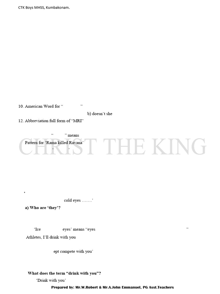 English Model Answer Key 2024 | PDF