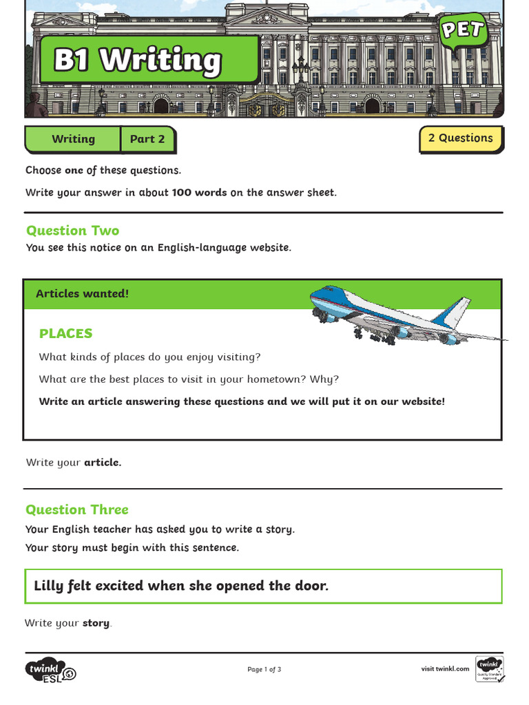 T e 1719334281 b1 Pet Writing Part 2 Places Ver 1 | PDF