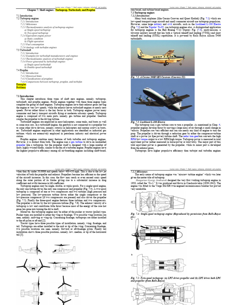 Turboprop, Turboshaft, and Propfan Engines | PDF | Engines | Gas Turbine