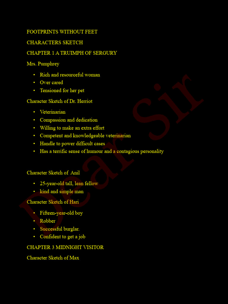 Character Sketches in Footprints Without Feet | PDF