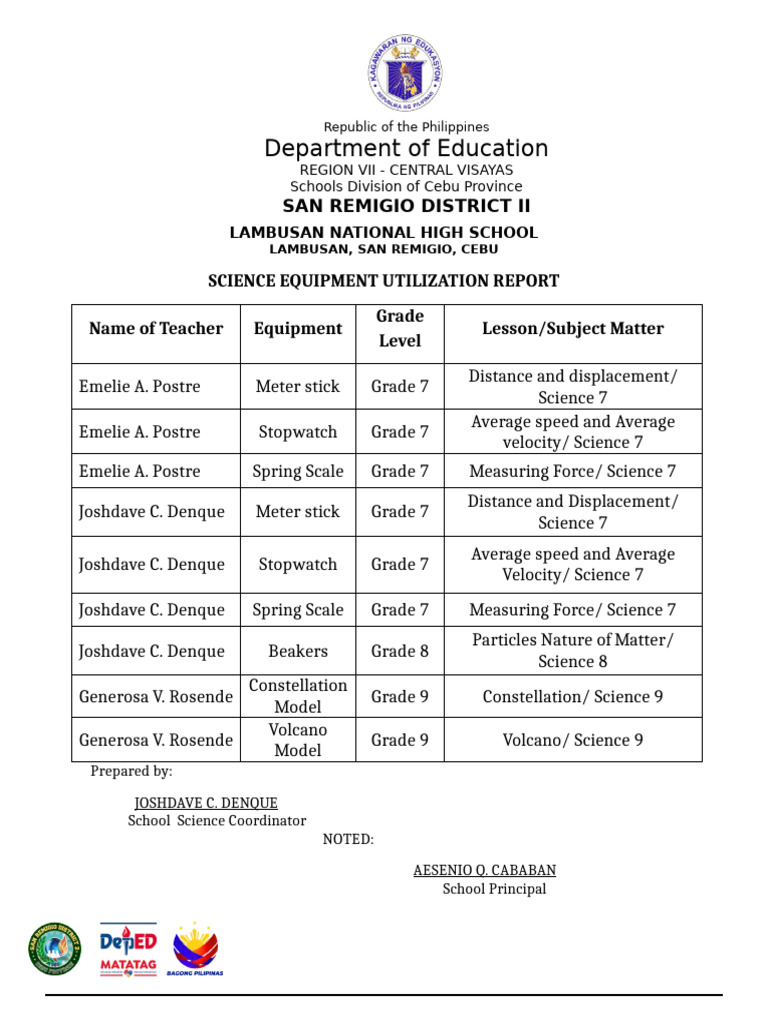 Science Equipment Utilization | PDF