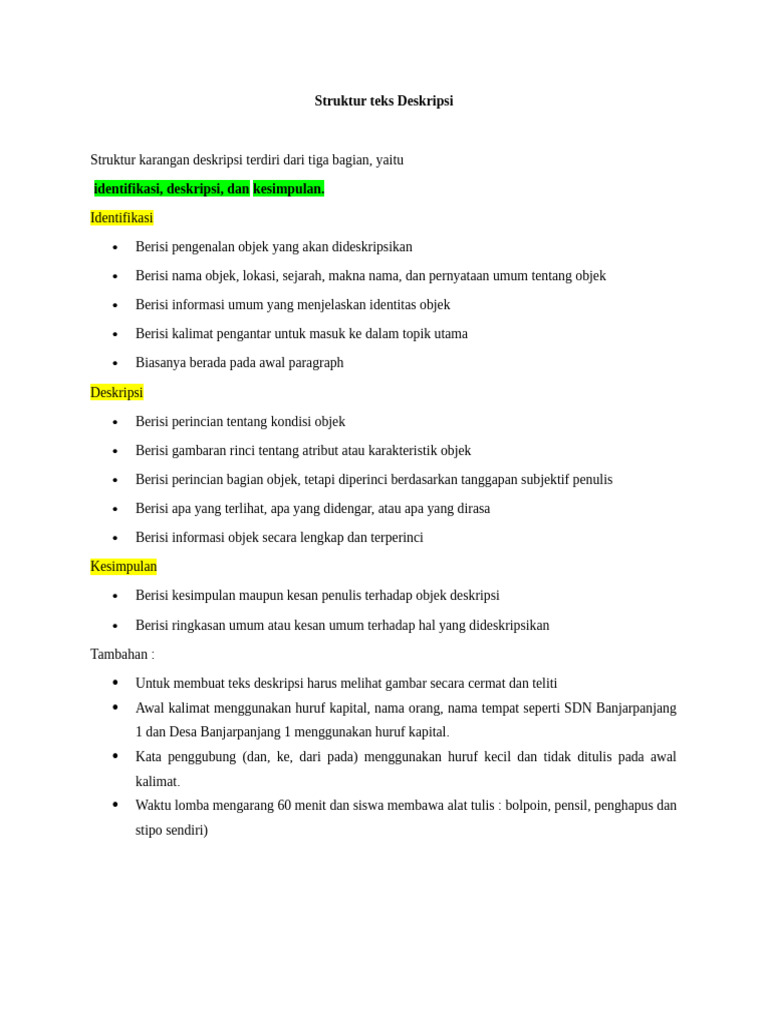 Struktur Teks Deskripsi Lengkap | PDF