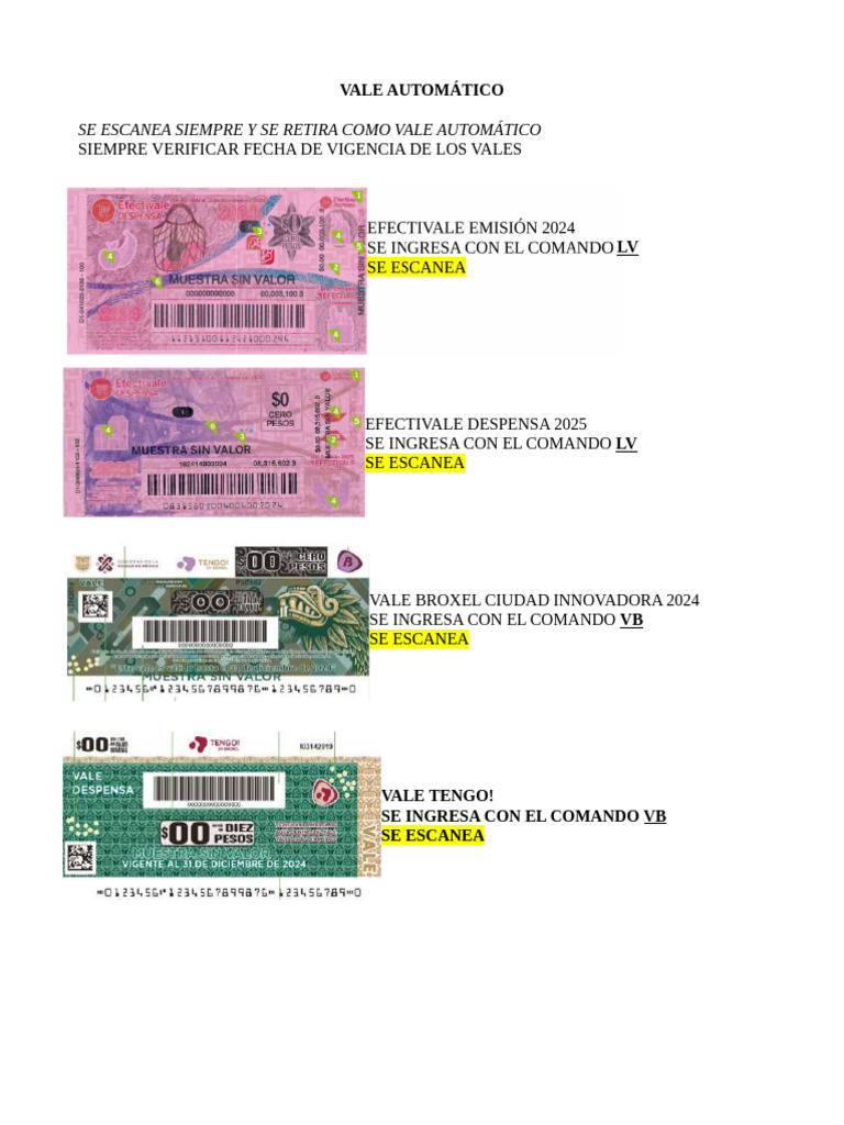Formato Vales 8 | PDF