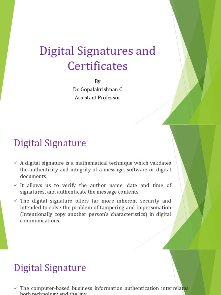 Unit-III Digital Signatures and Certificates | PDF | Public Key ...