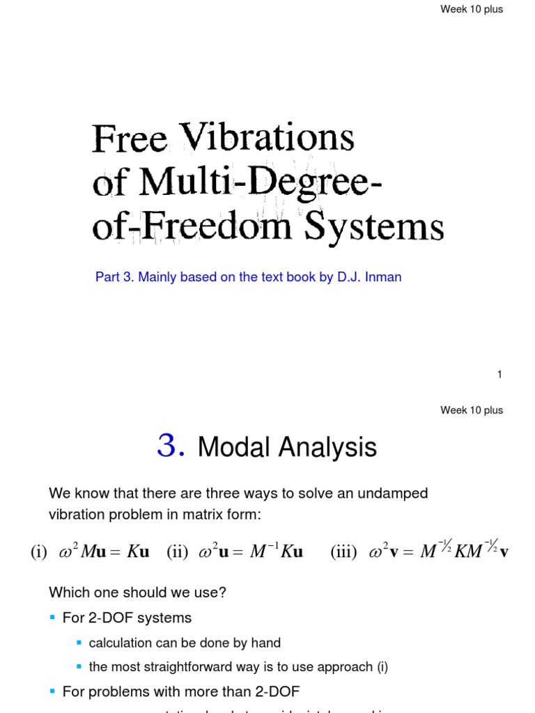 10 Plus - Multi DOF - Modal Analysis | PDF | Eigenvalues And ...