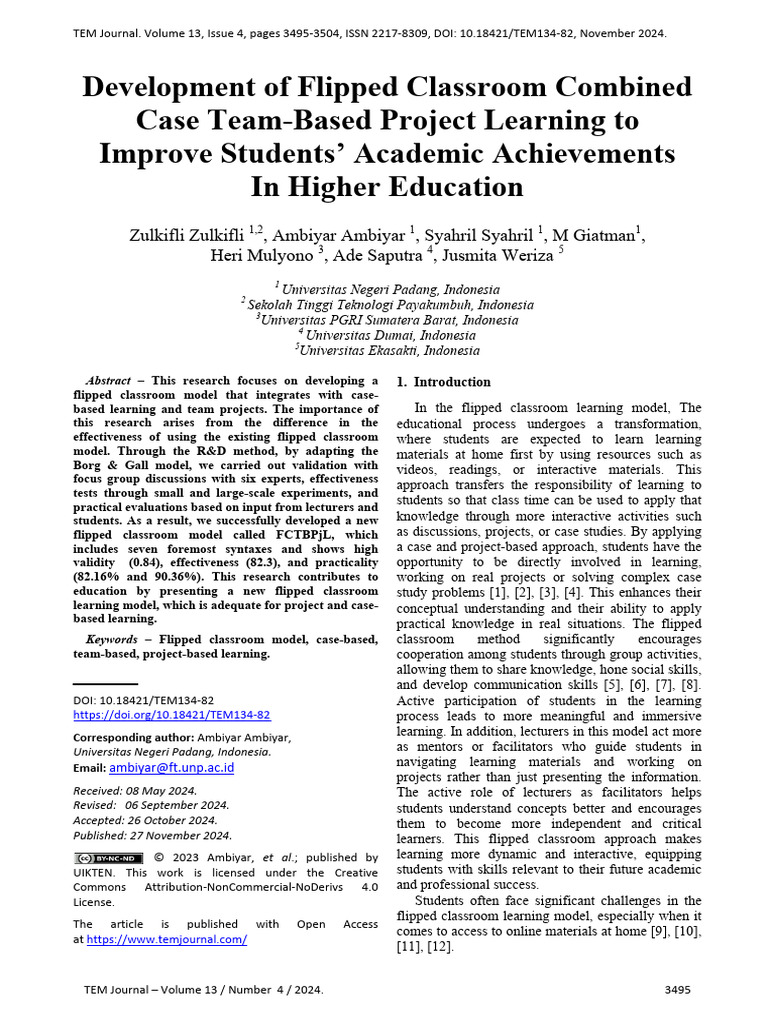 Development of Flipped Classroom Combined | PDF | Learning | Creativity