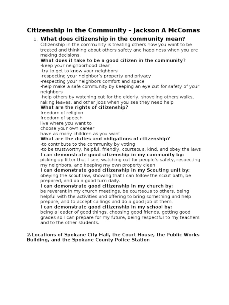 Citizenship in The Community | PDF | Citizenship | Volunteering
