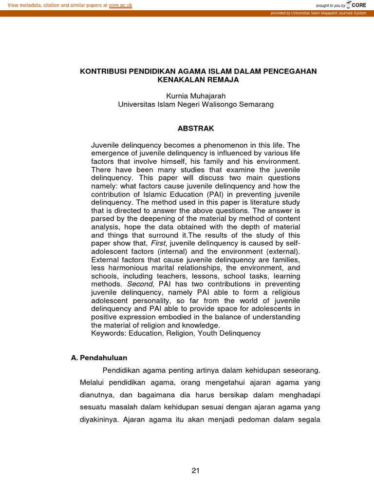 Kontribusi Pendidikan Agama Islam Dalam | PDF