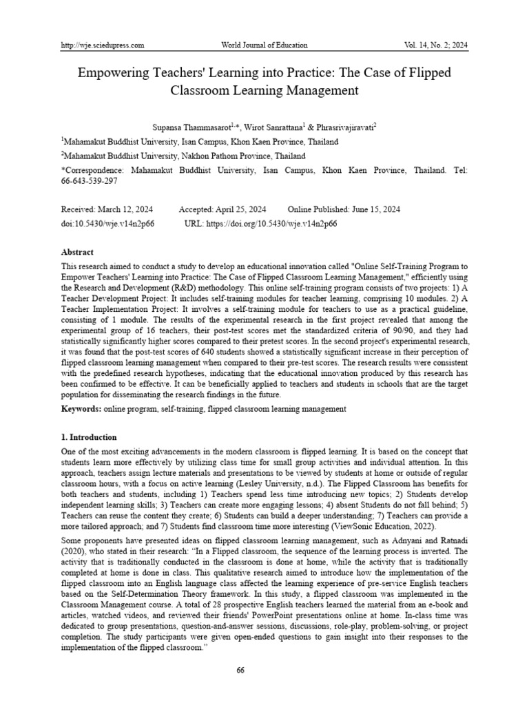 Empowering Teachers' Learning Into Practice The Case of Flipped | PDF ...