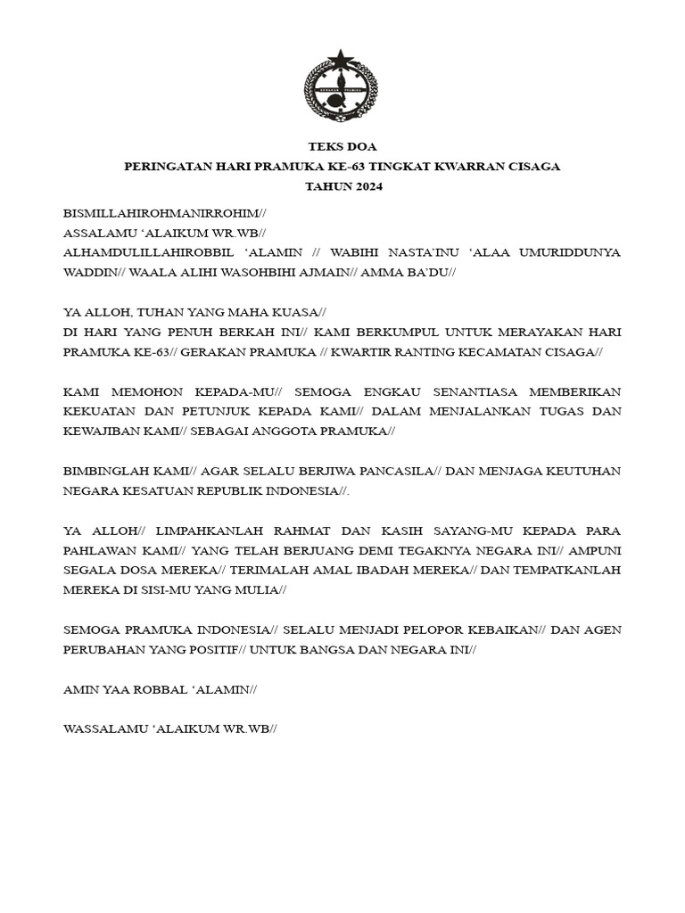 Teks Doa Hari Pramuka | PDF