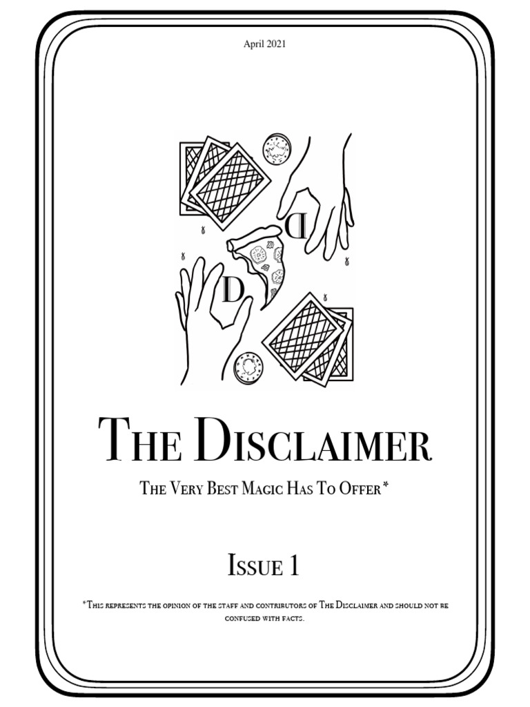 The Disclaimer Issue 1.01 (2021-04) | PDF | Hand | Finger