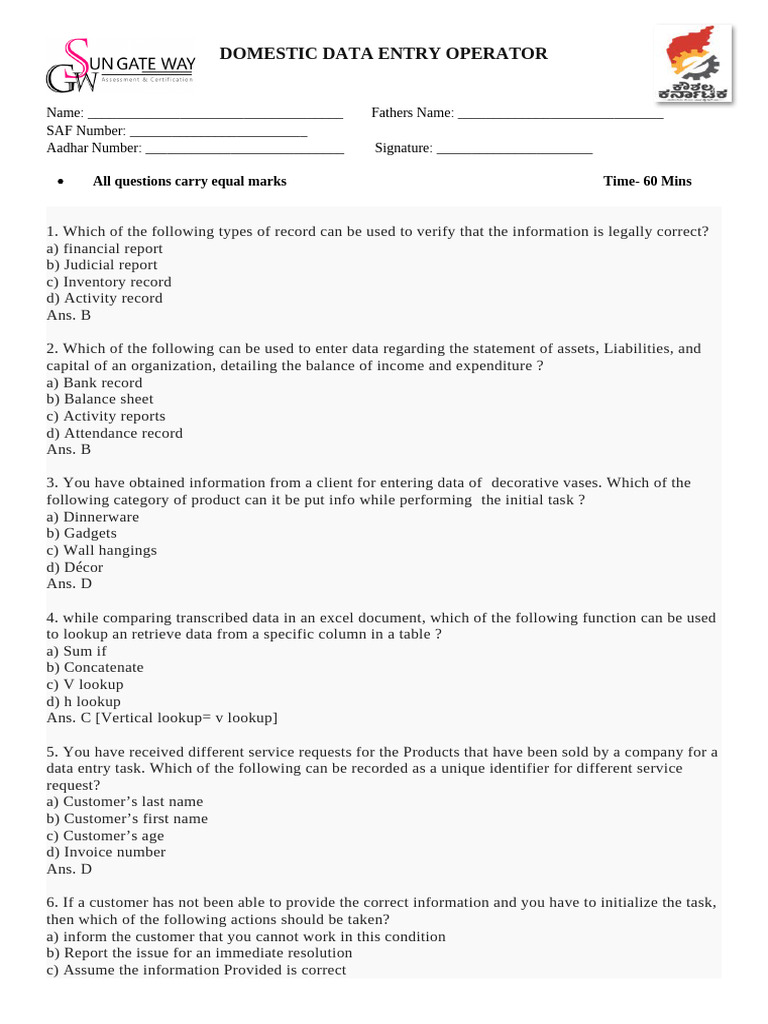 Domestic DATA ENTRY OPERATOR | PDF | Computer File | Computer Virus