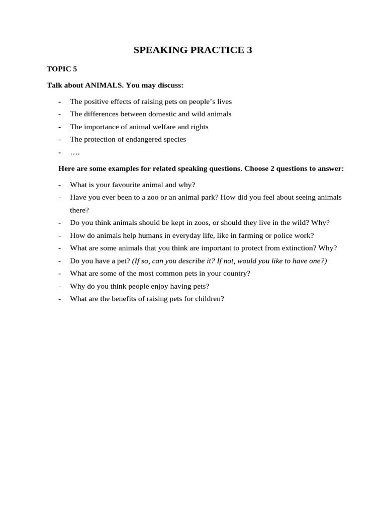 Speaking Practice 3 | PDF