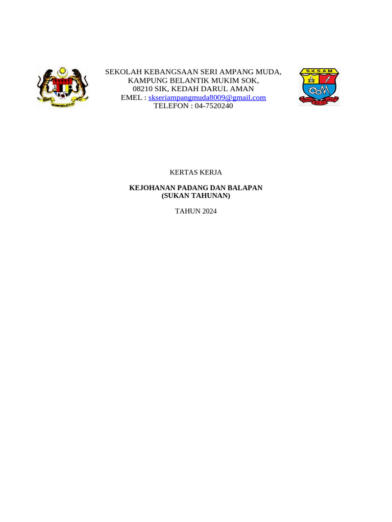Kertas Kerja Sukan Tahunan 2024 | PDF