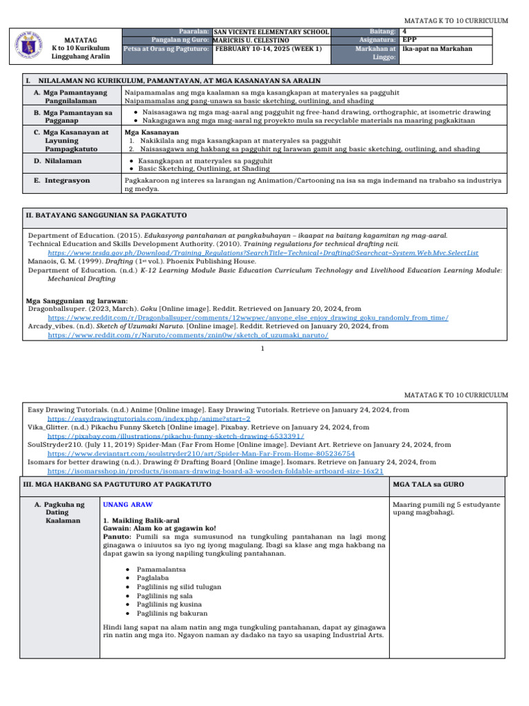 DLL Matatag - Epp 4 Q4 W1 | PDF