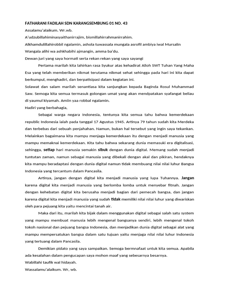 TEKS PIDATO MAPSI | PDF