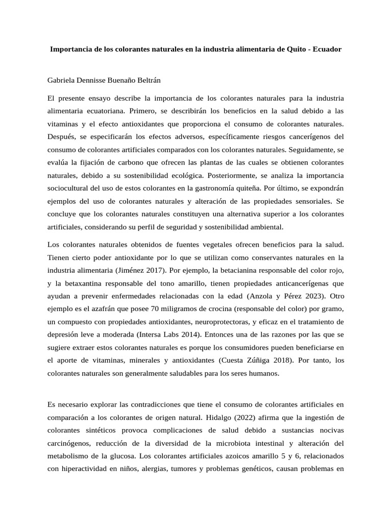 Colorantes Naturales En Alimentos De Quito Pdf Antioxidante Alimentos