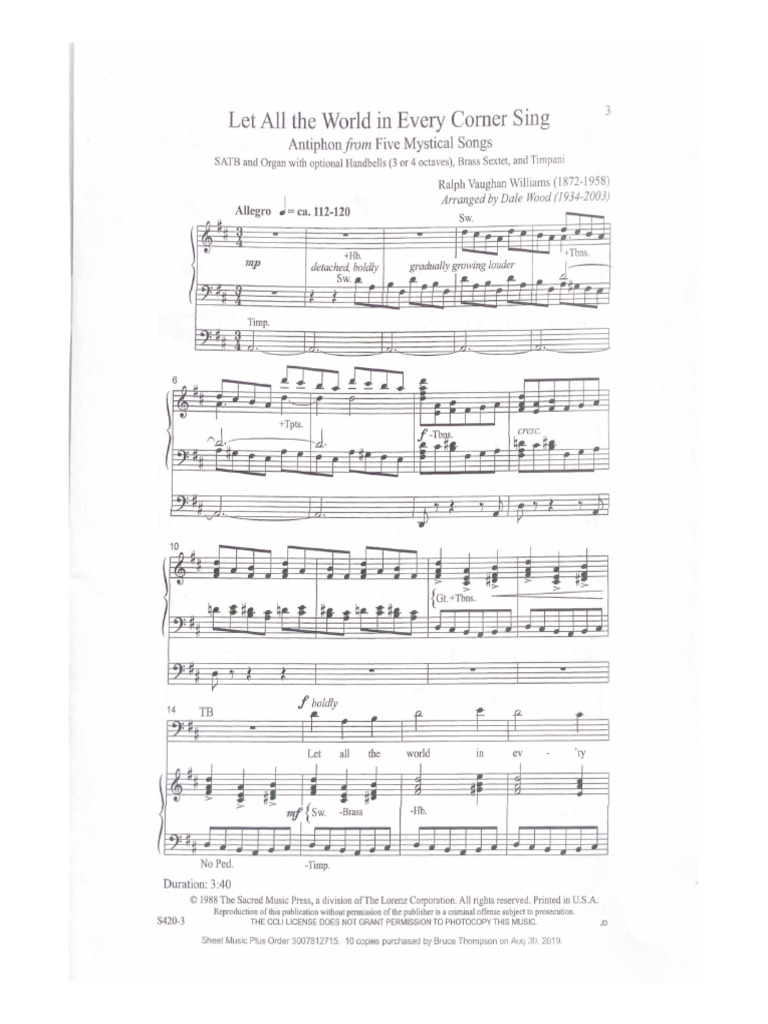 Let All The World in Every Corner Sing | PDF