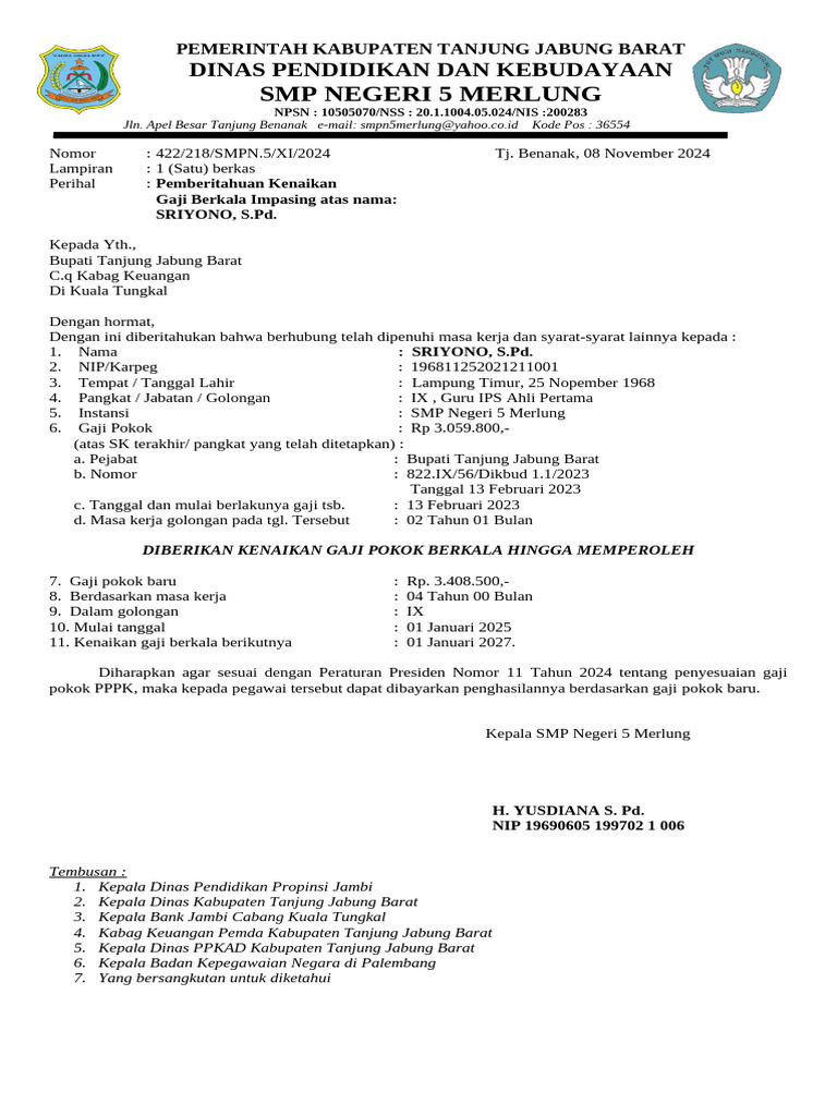 Berkas Berkala Sriyono Januari 2025 | PDF
