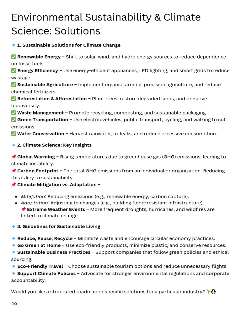 Sustainable Solutions for Climate Action | PDF | Climate Change ...