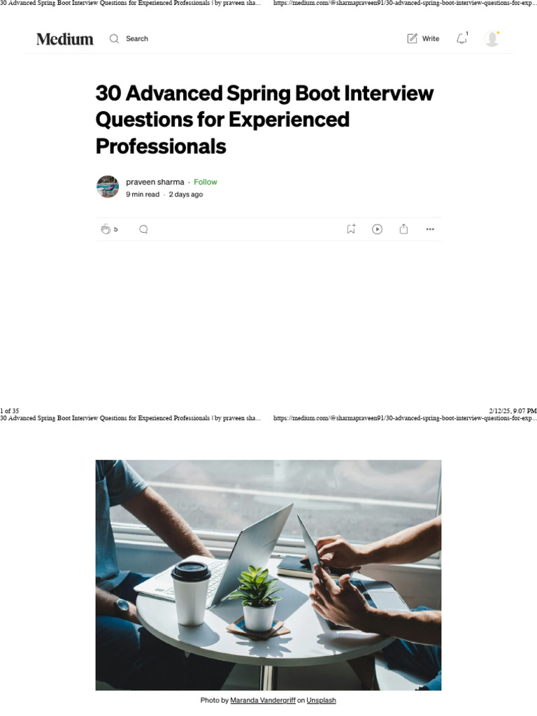 30 Advanced Spring Boot Interview Questions For Experienced Professionals - by Praveen Sharma ...
