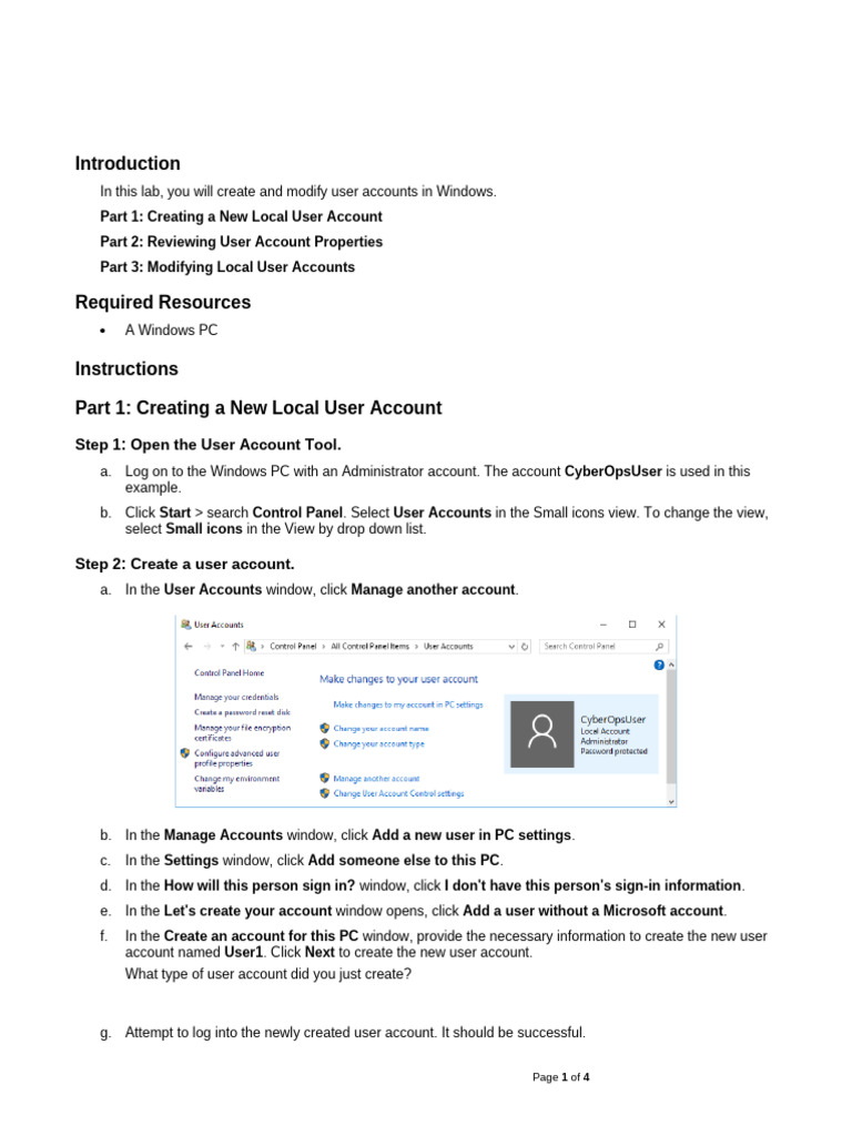Lab - Create User Accounts | PDF | Computer Security | Security