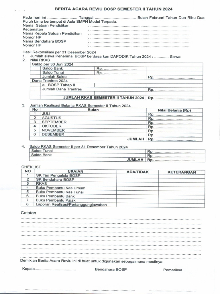Berita Acara Reviu Bos SMS 2 TH 2024 | PDF