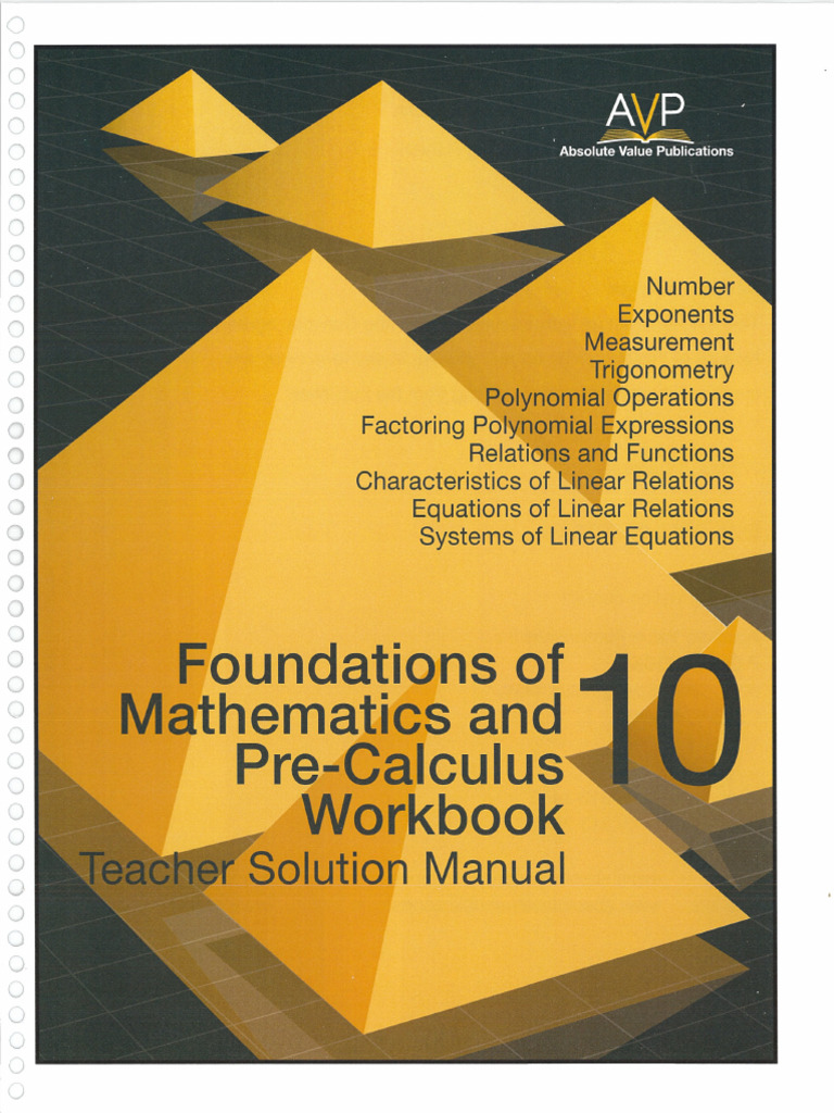 10C Workbook SOLNS Foundations of Mathematics and Pre - Calculus | PDF